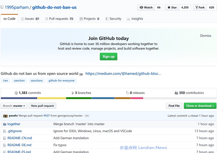 微软旗下代码托管平台GitHub阻止受美国制裁国家的用户访问其网站 – 蓝点网